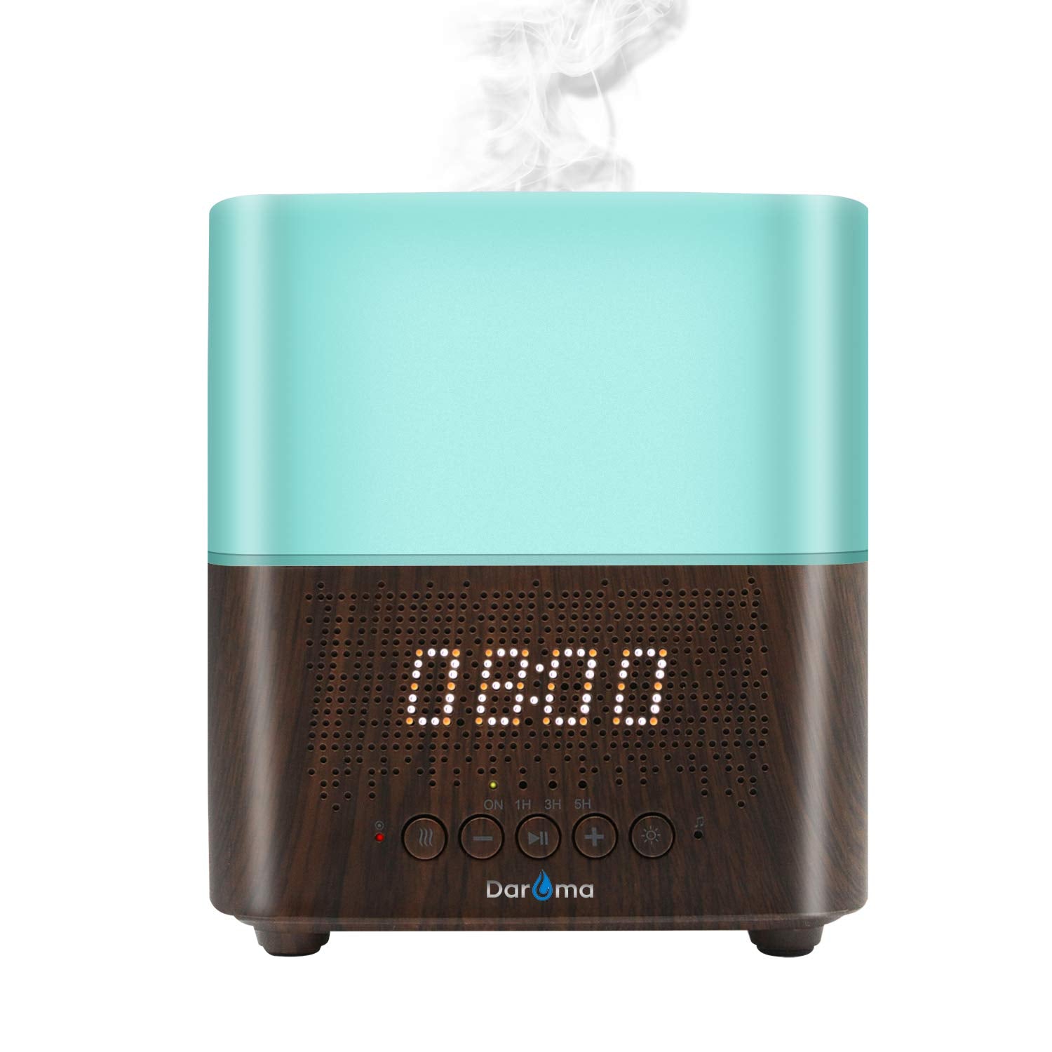 Alarm Clock Essential Oil Diffuser With Bluetooth Speaker Dark Wood