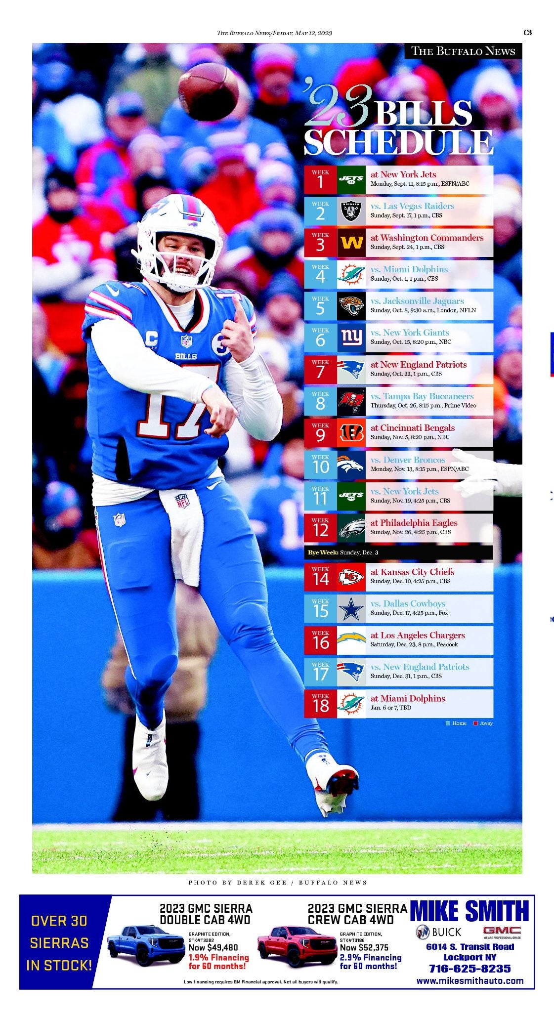 2023 2024 Buffalo Bills Season Schedule The Buffalo News Store