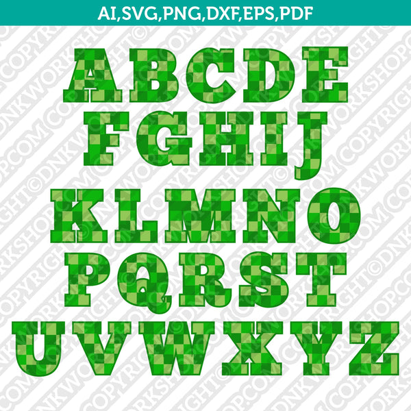 Mine Pattern Minecraft Letter Fonts Alphabet Svg Cricut Laser Cut File