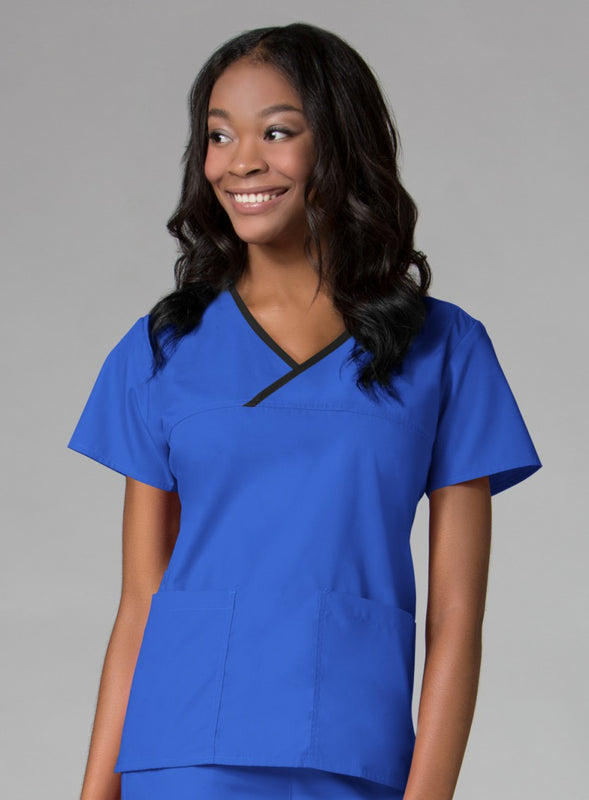 Maevn Uniforms 1026 Core 2 Pocket Mock Wrap Top Royal Blue