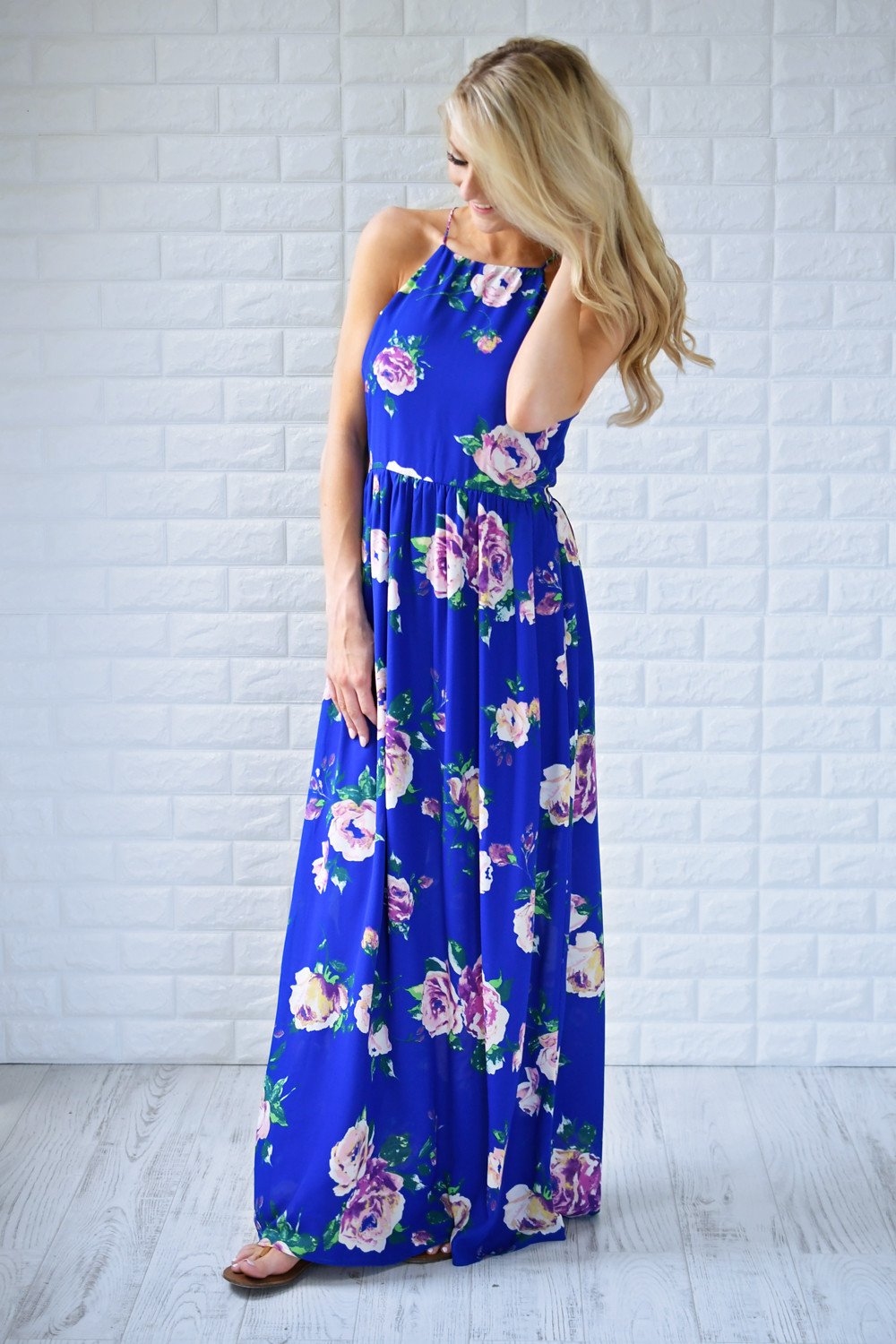 Electric Blue Floral Maxi Dress The Pulse Boutique