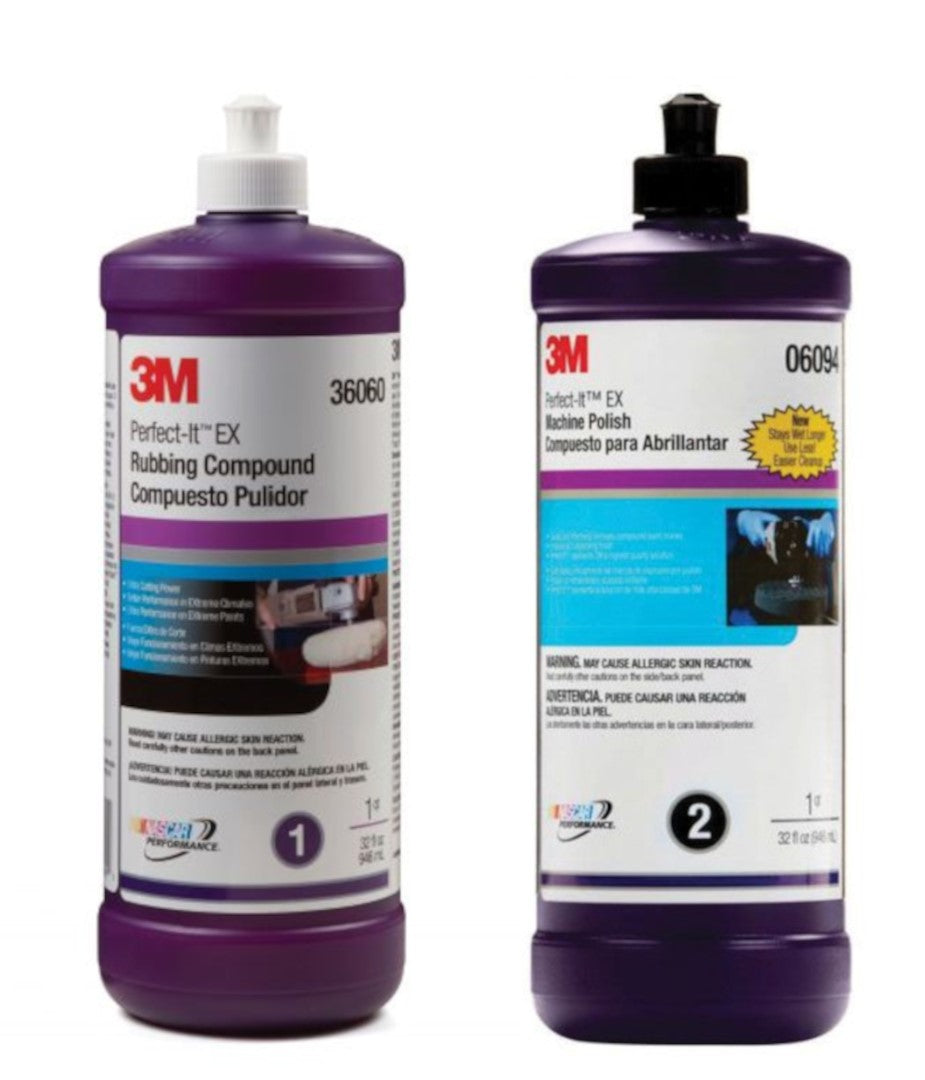 3m 36060 Ex Ac Rubbing Compound 1qt And 3m 06094 Machine Polish 1qt