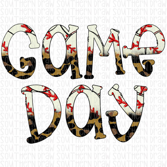 Game Day Baseball Leopard Southern Draw Digital Designs