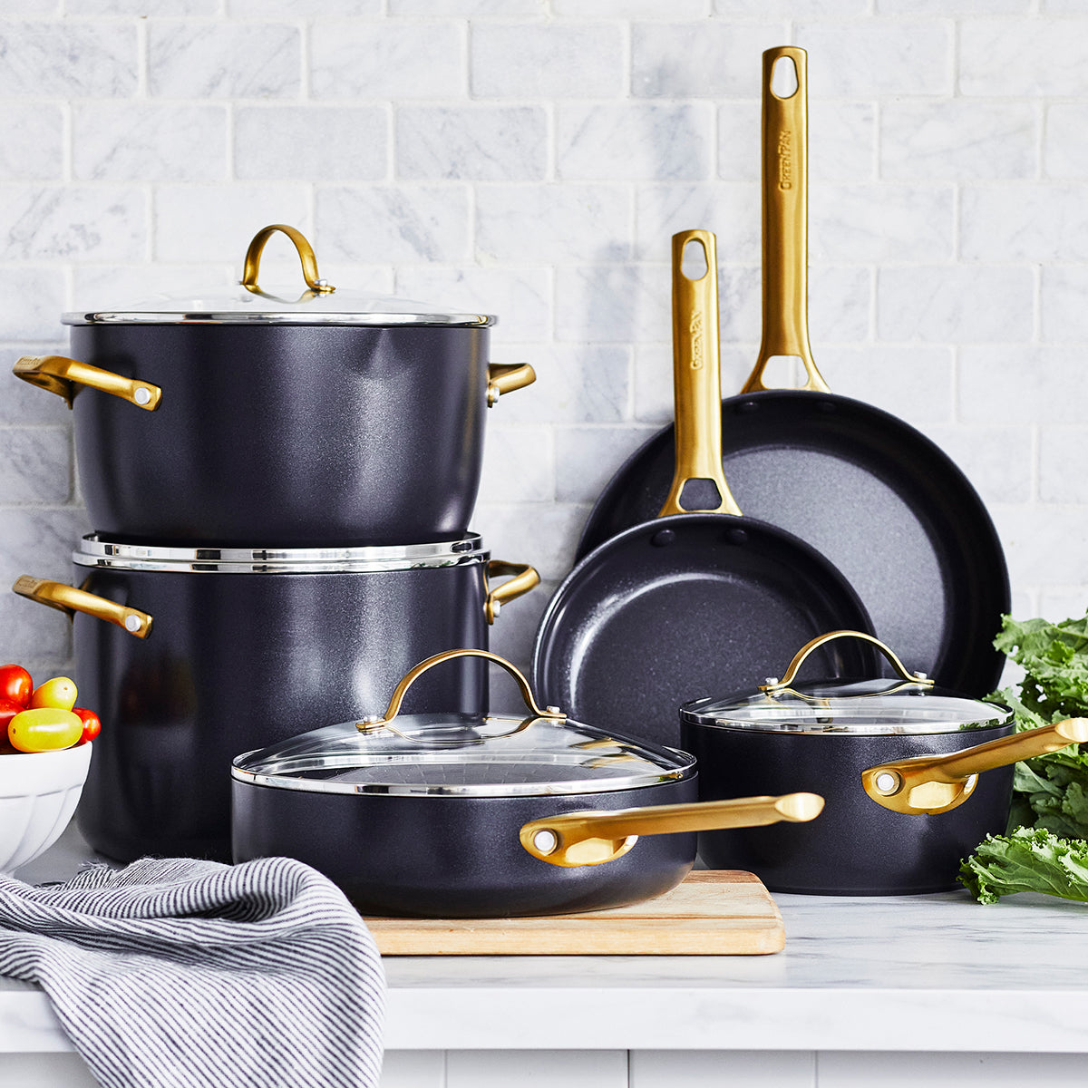 Greenpan Reserve Ceramic Nonstick 10 Piece Cookware Set Black