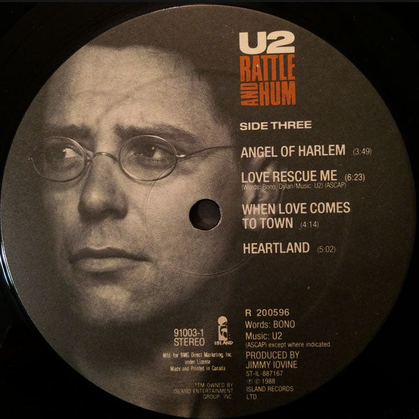 U2 ‎ Rattle And Hum 1988 Us Pressing Vinyl Pursuit Inc