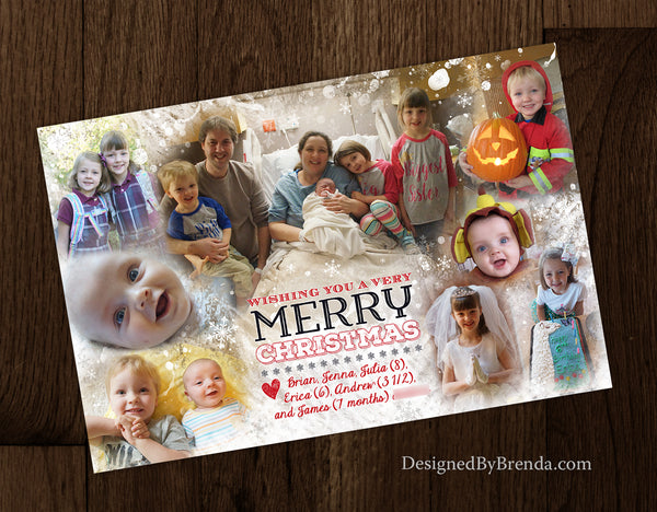 Unique Custom Blended Photo Collage Holiday Cards With Christmas