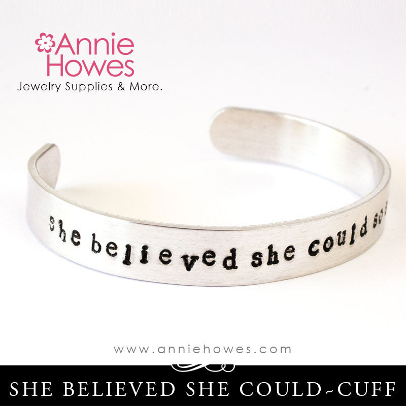 She Believed She Could So She Did Hand Stamped Cuff Bracelet Jewelry