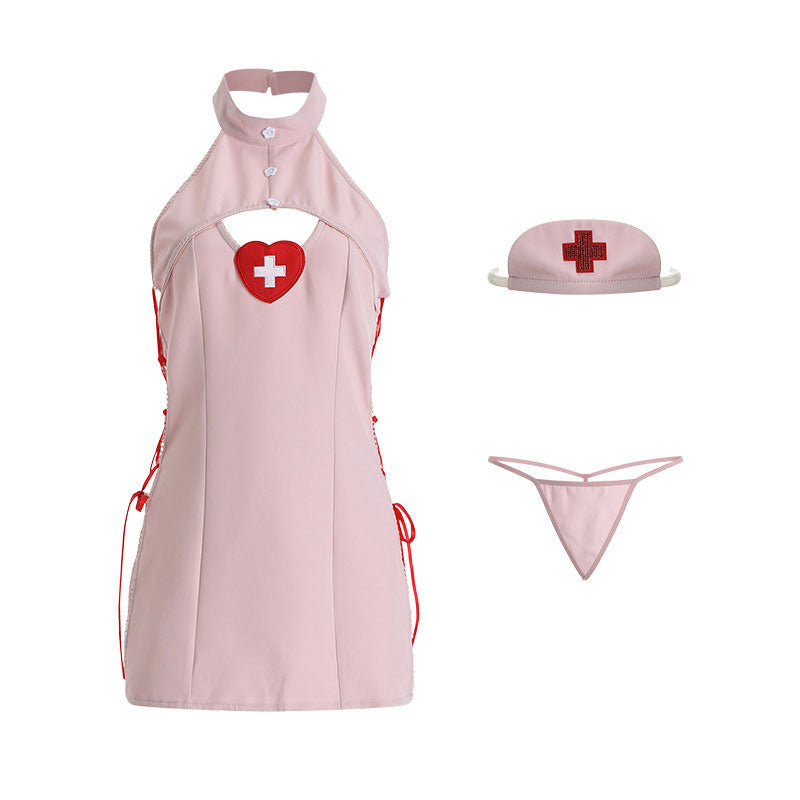 Hot Lingerie Exposed Breasts Hollowed Out Temptation Nurse Costumes