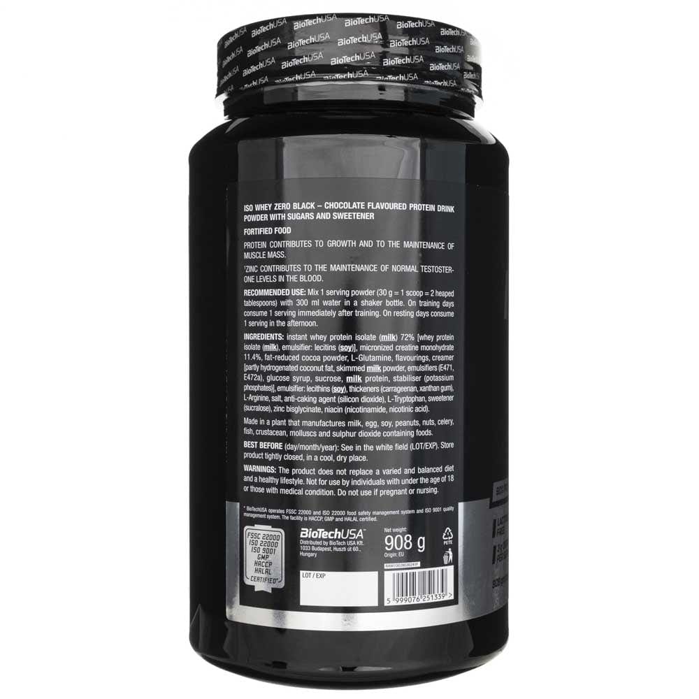 Biotech Usa Iso Whey Zero Black Chocolate Flavoured 908 G Medpak