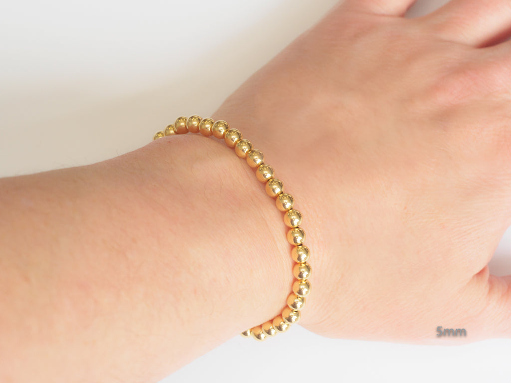 14k Gold Bead Stretch Bracelets 3mm 6mm Men And Womens Bracelet