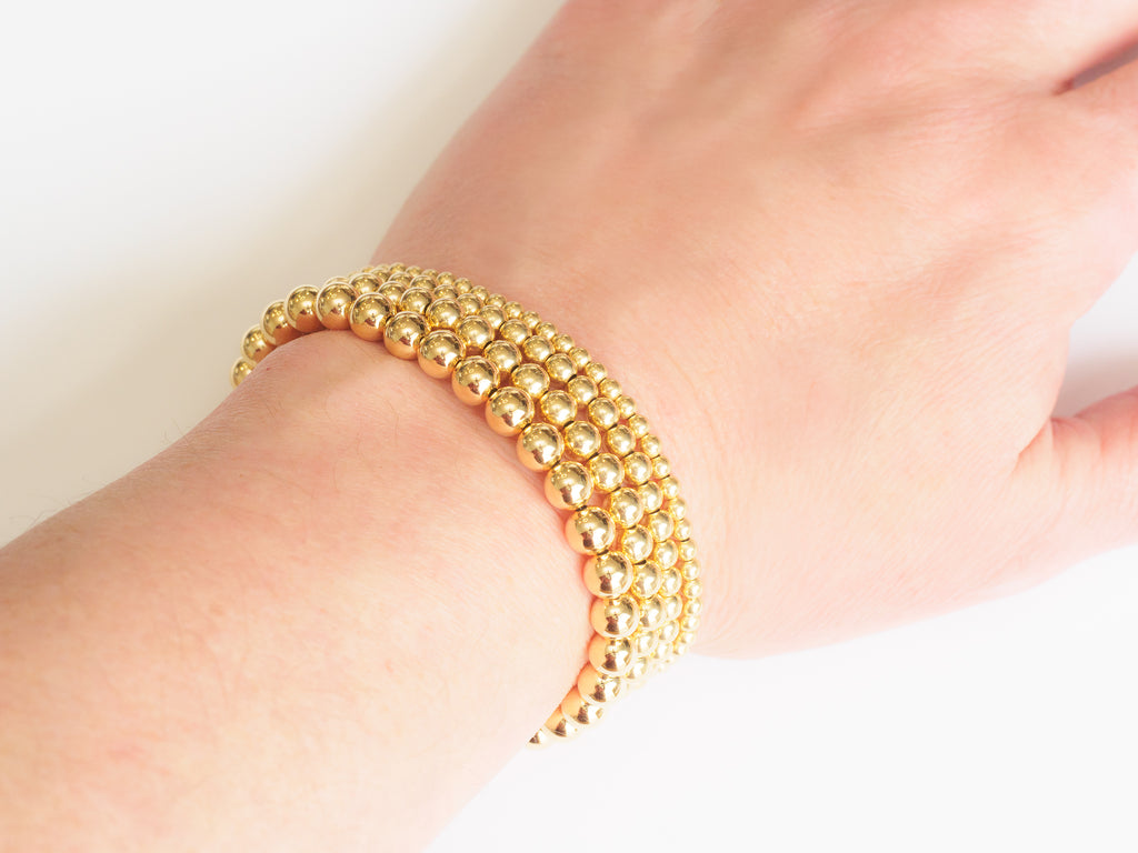 14k Gold Bead Stretch Bracelets 3mm 6mm Men And Womens Bracelet