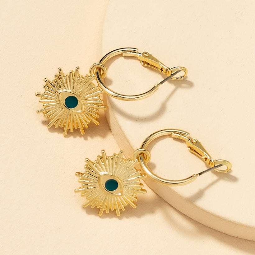 Aferando Gold Plated Evil Eye Dangle Hoop Earrings For Girls And Women