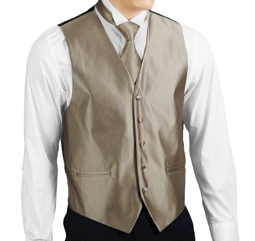 Champagne Gold Wedding Vest Mens Formal