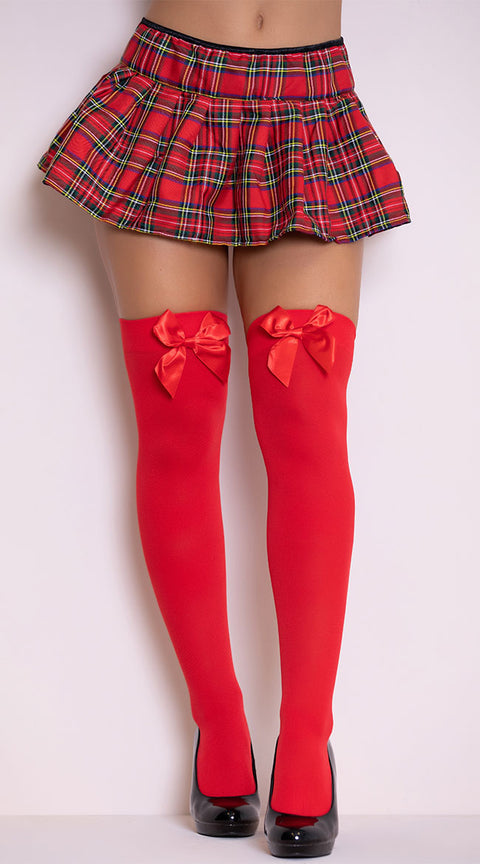 Opaque Thigh Highs With Satin Bow Costume Hosiery Costume Thigh High