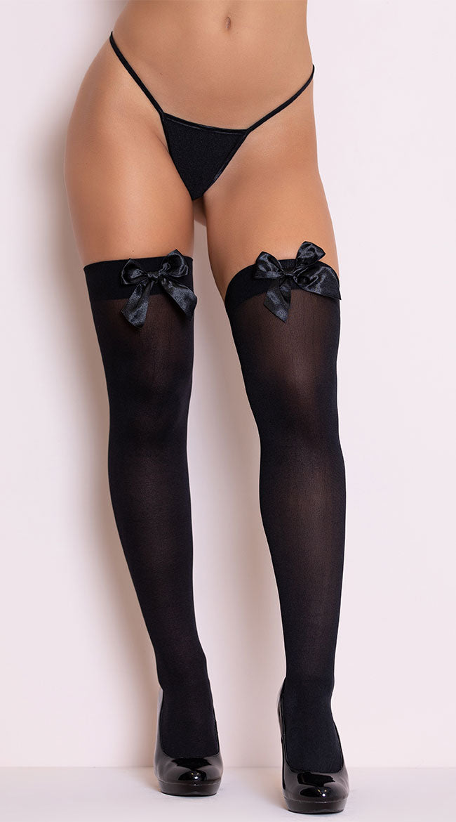 Thigh Highs With Satin Bow Thigh High Stockings With Satin Bow Satin