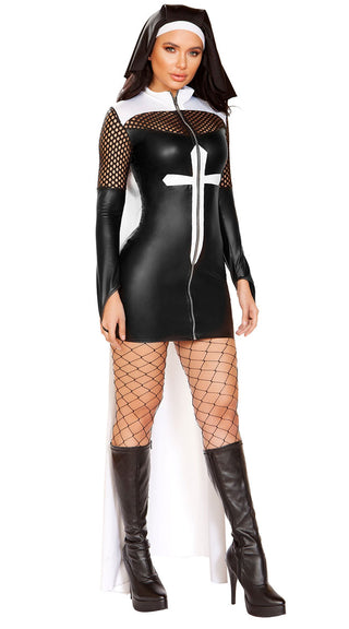 Nun Of The Above Costume Wet Look Nun Dress Costume