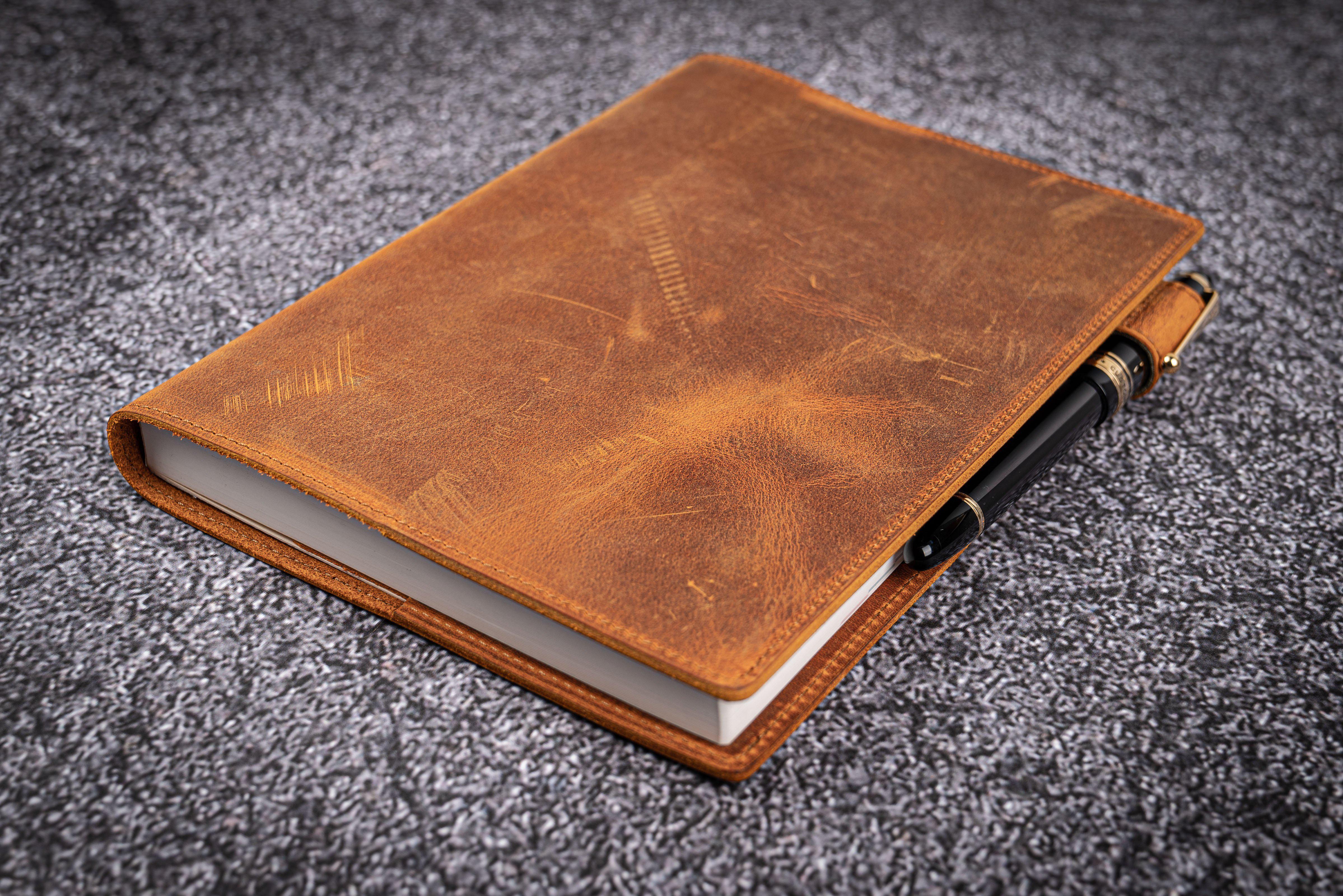 Leather Slim A5 Notebook Planner Cover Crazy Brown Galen Leather