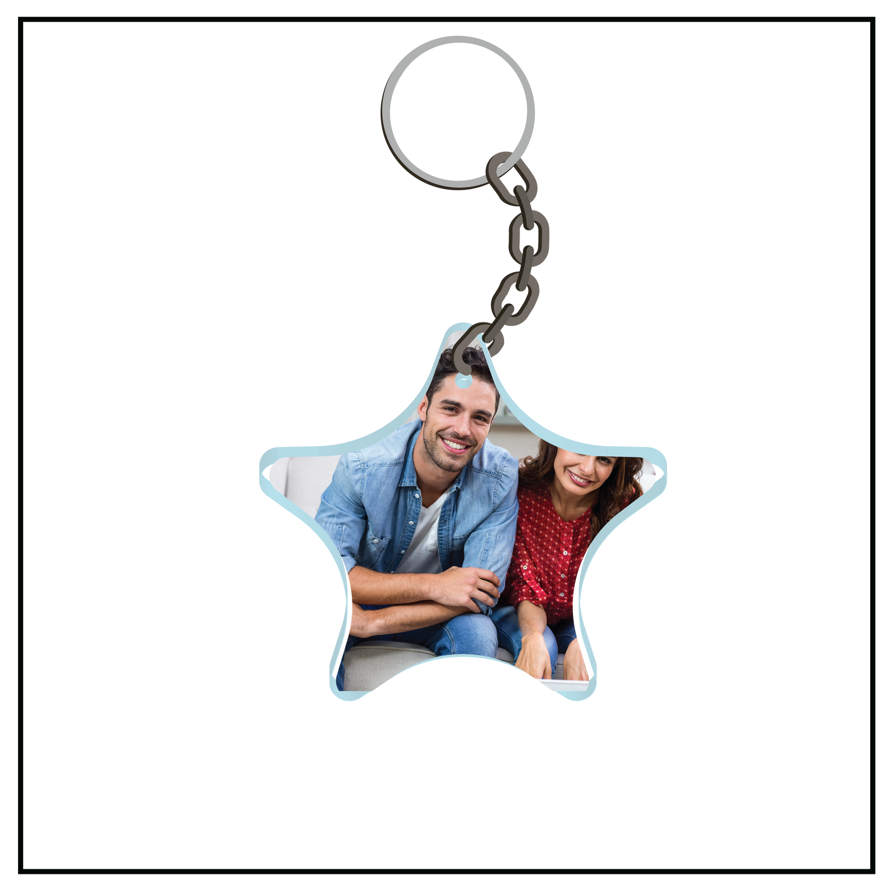 Customized Photo Printed Star Keychain Next Print