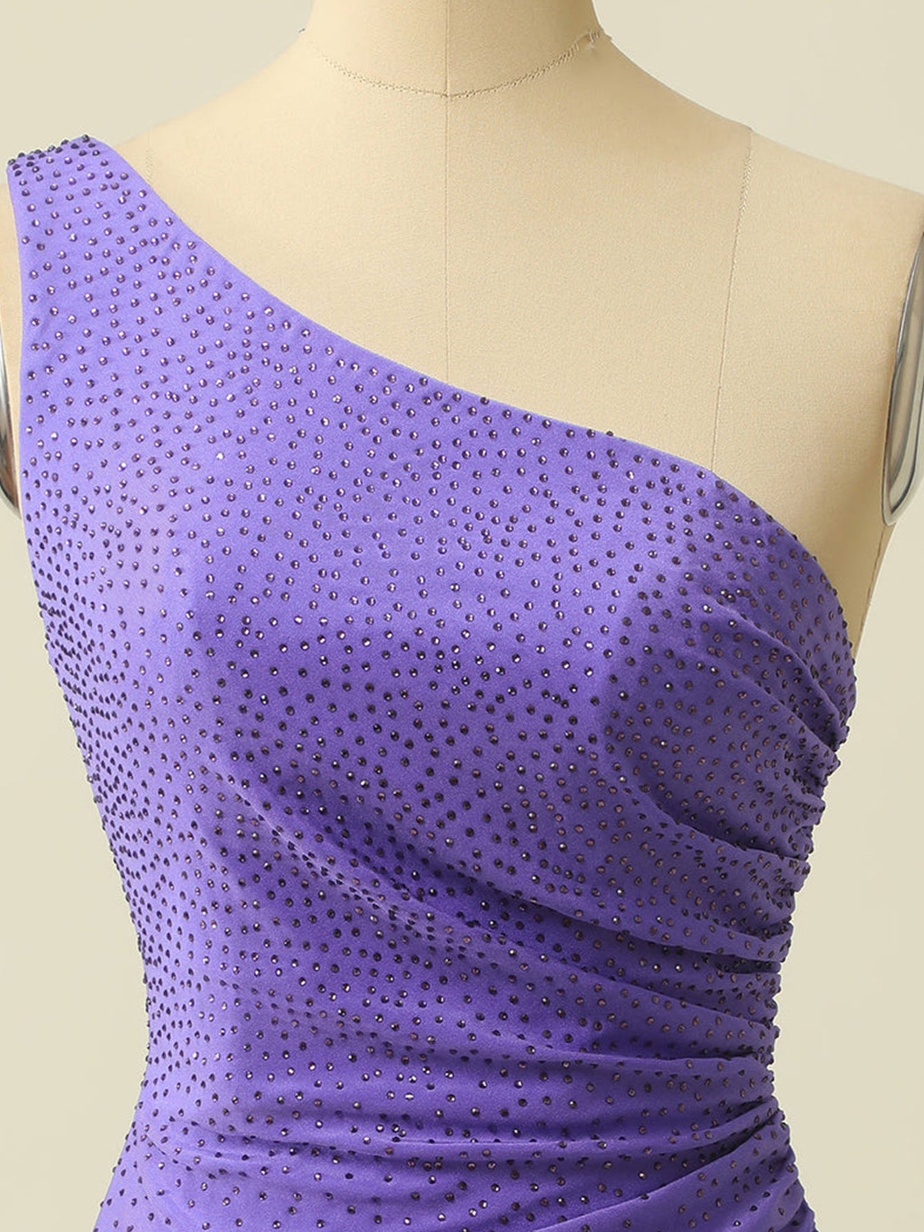 Ozakke One Shoulder Purple Sparkly Tight Unique Sequins Bodycon Sexy