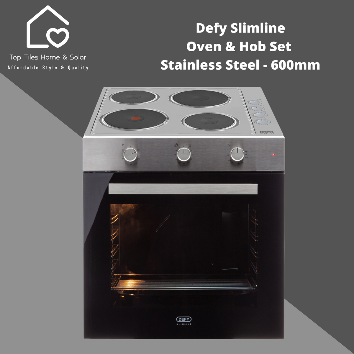 Defy Stainless Steel Slimline Oven And Hob Box Set 600mm Dcb849e Top