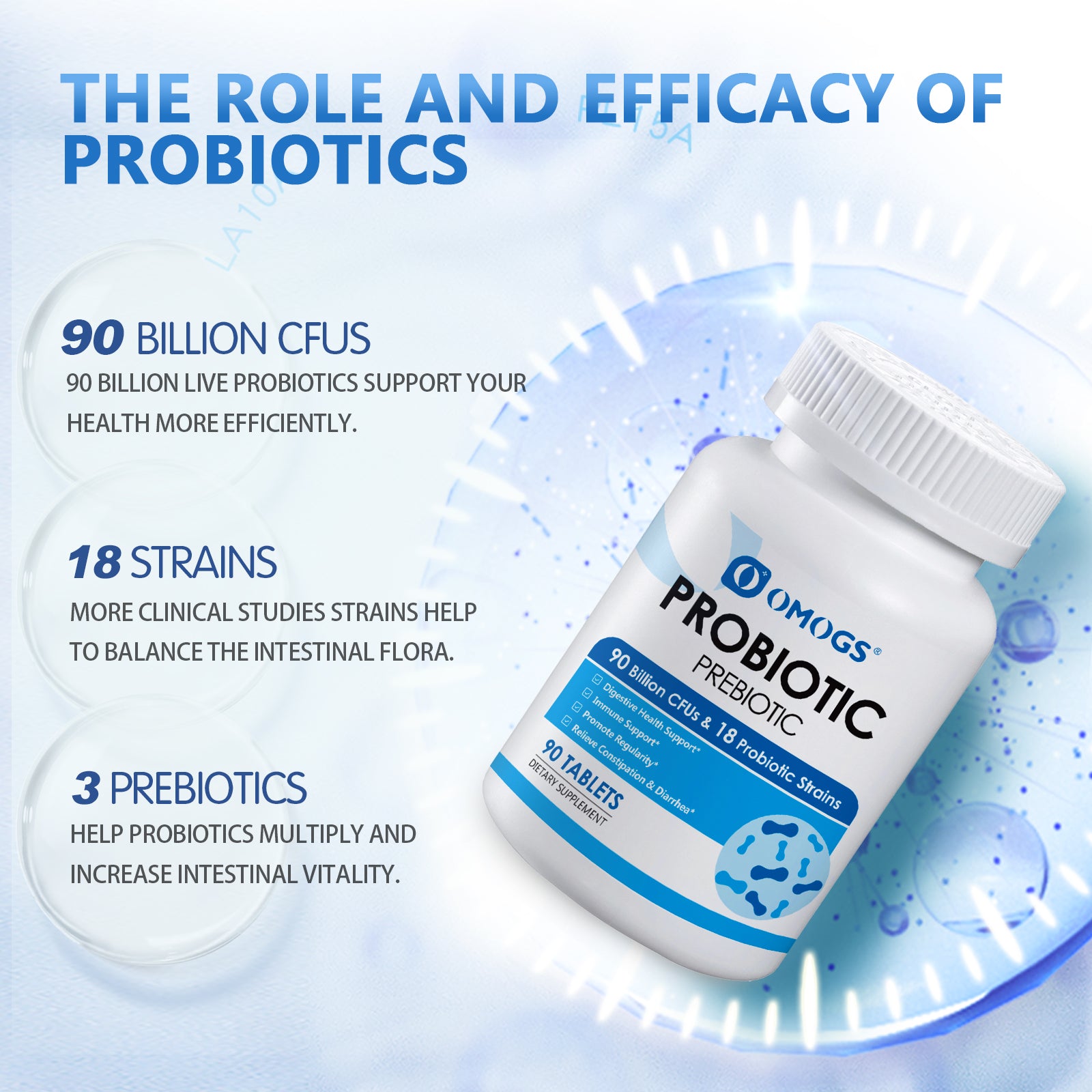 Omogs Probiotics 90 Billion Cfus 18 Strainswith 3 Organic Prebiotic