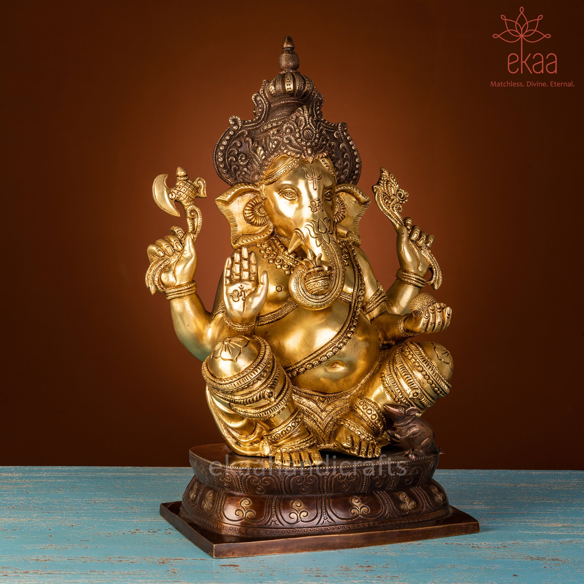 Brass Lord Ganesha Statue With Right Trunk Ekaa Handicrafts