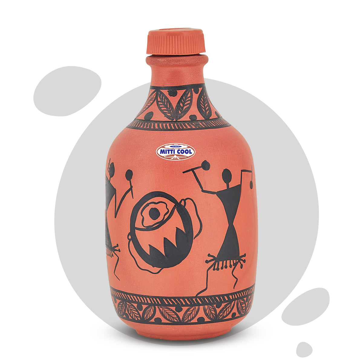 Mitticool Clay Water Bottle Warli Timpany Design 125 Liter Pushmycart