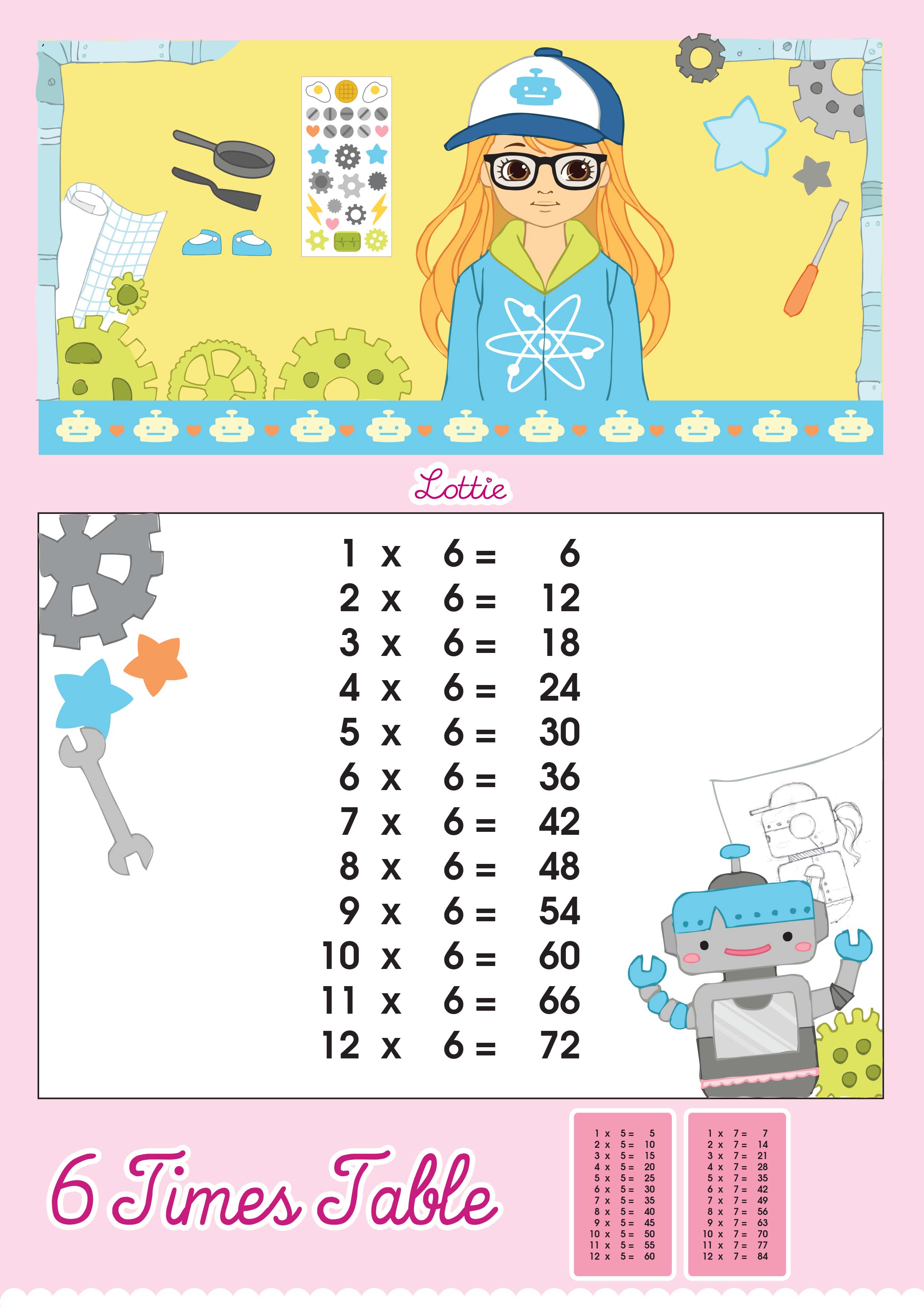 6 Times Table Printable Chart Lottie Dolls