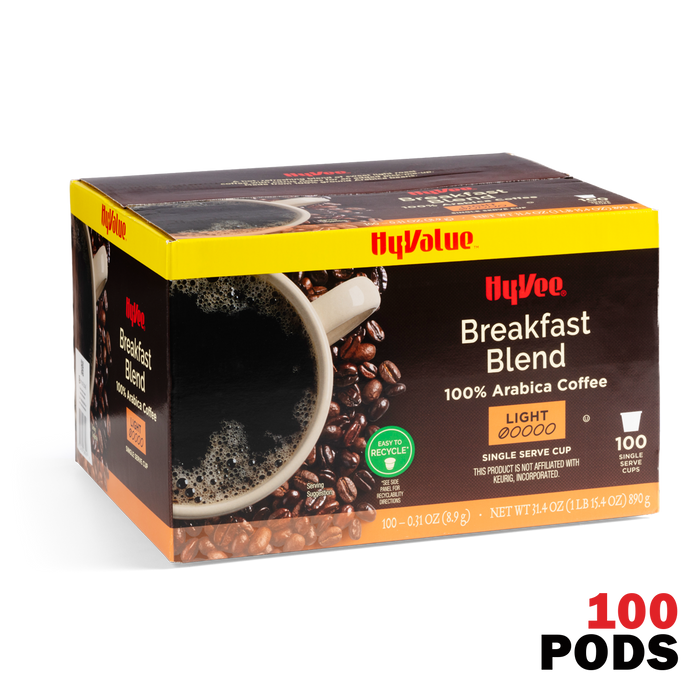 100ct Hy Vee Breakfast Blend Coffee Single Serve Pods Hy Vee Deals