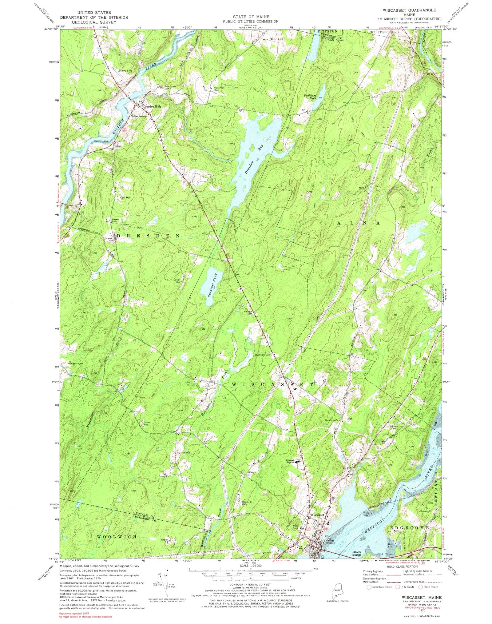 Classic Usgs Wiscasset Maine 75x75 Topo Map Mytopo Map Store