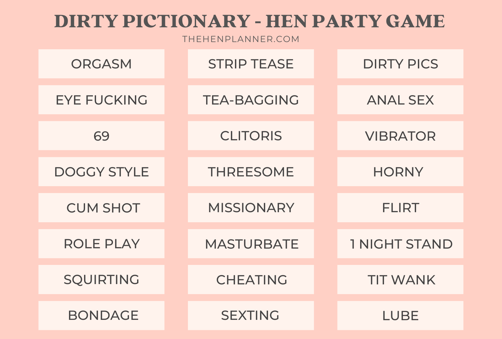 Dirty Pictionary Naughty Hen Party Game Free Download The Hen Planner