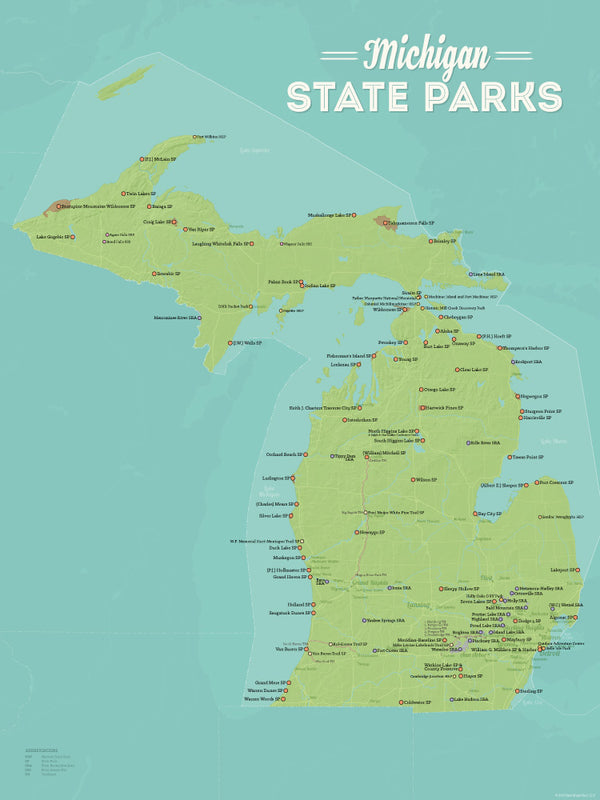 Michigan State Parks Map 18x24 Poster Best Maps Ever