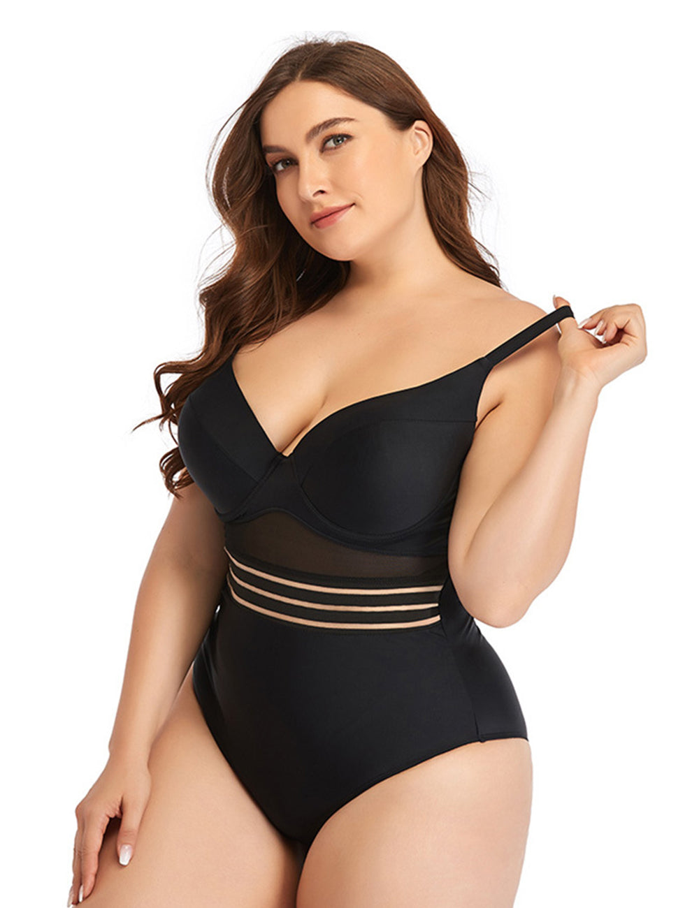 Women Plus Size Summer Strappy Bikini Sexy Open Back One Piece Swim