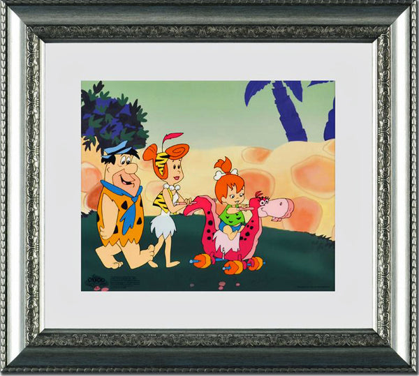 Strolling With Pebbles Hanna Barbera Flintstones Sericel Custom Framed