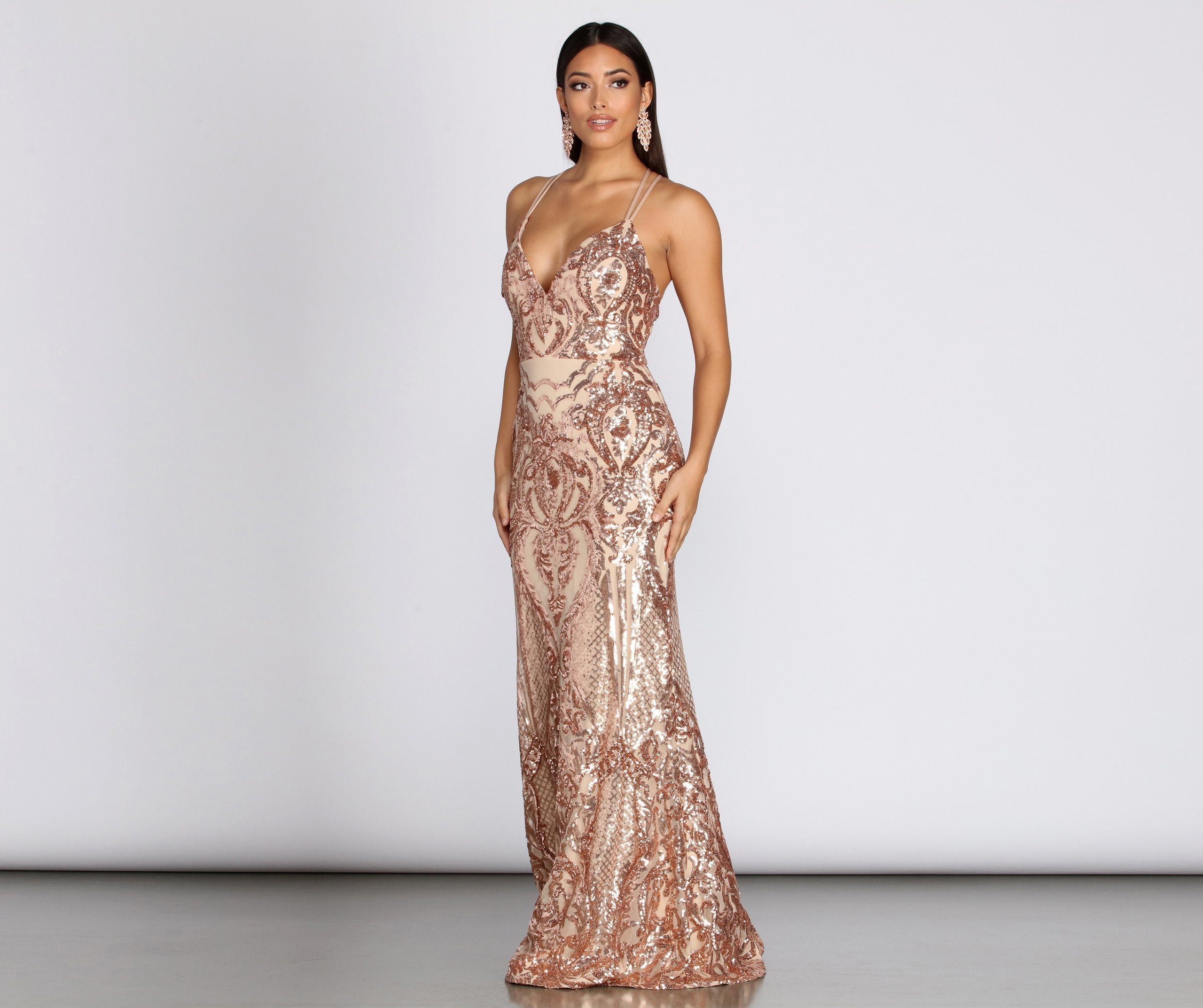 Julieanne Formal Sequin Scroll Dress