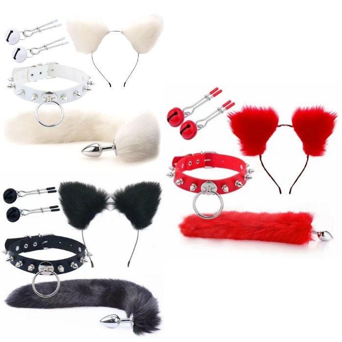 Kit Raposa Fox Plug Anal Cauda Sexy Cosplay Bdsm Fetiche Fantasia Orel