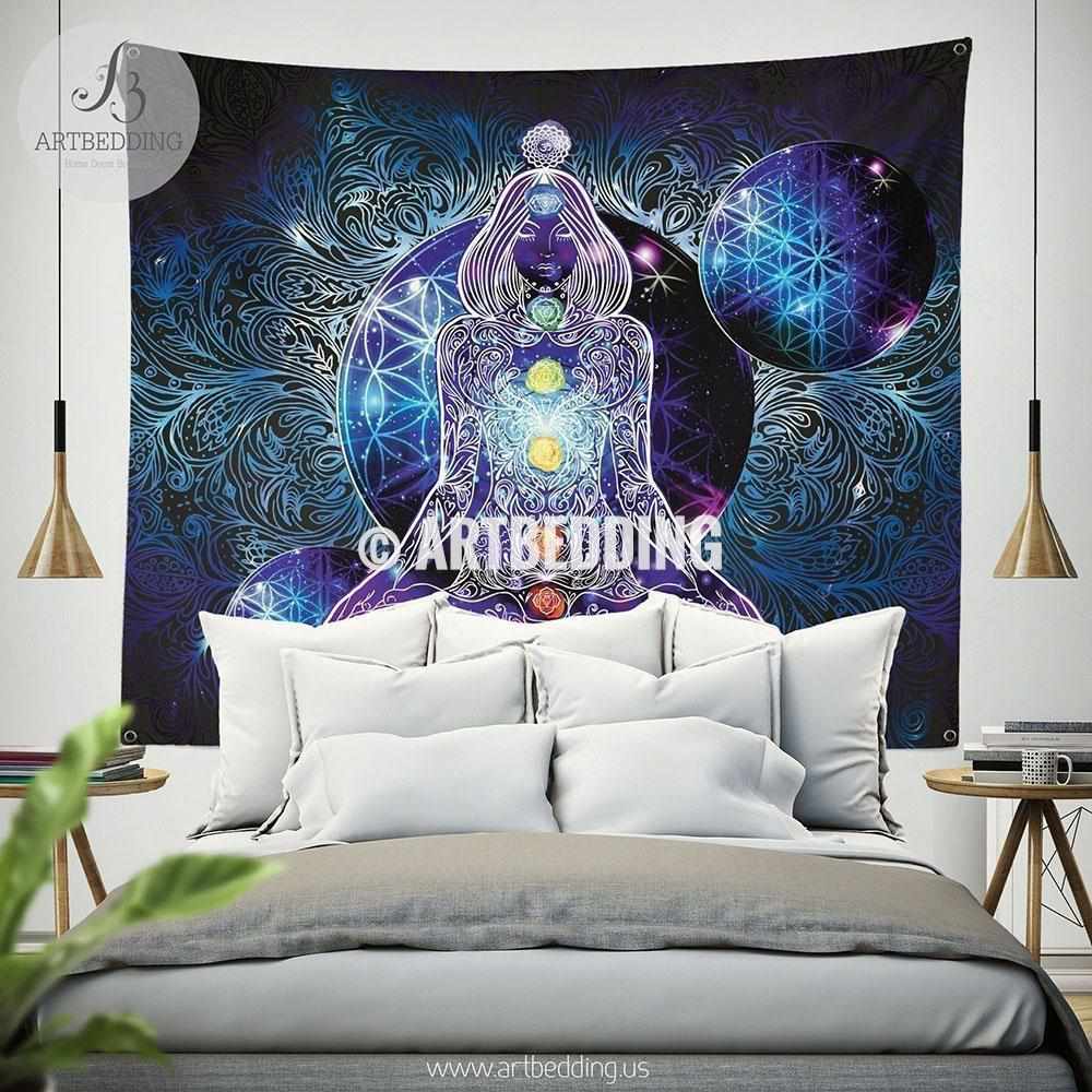 Boho Tapestry Spiritual Chakra Wall Tapestry Hippie Tapestry Wall