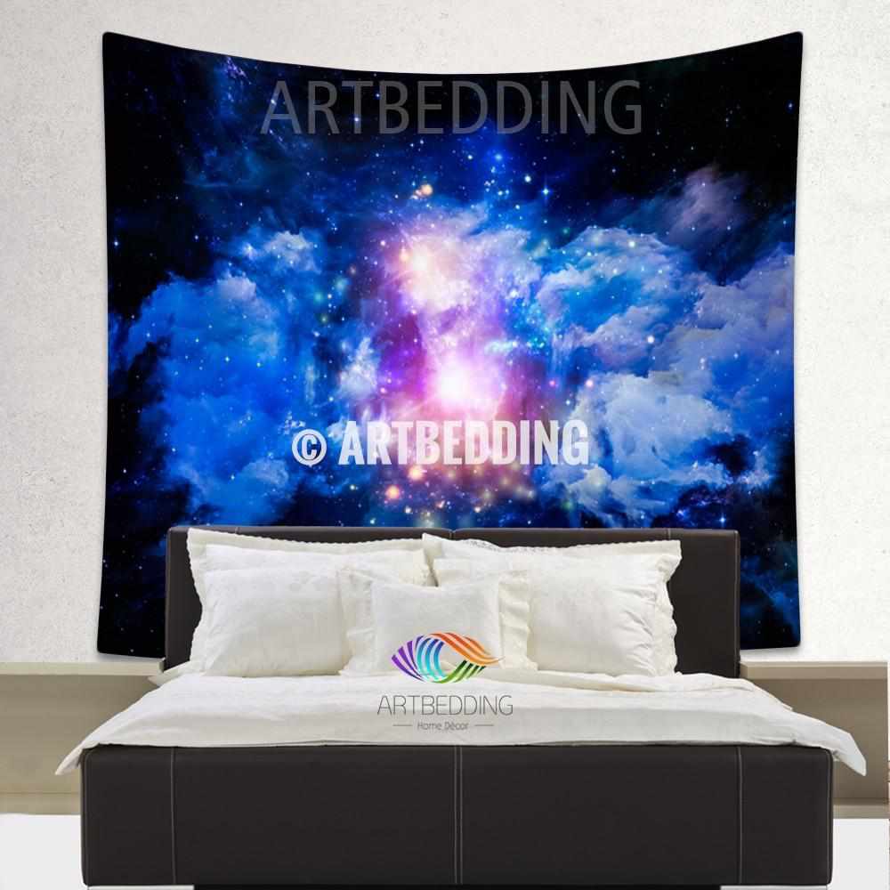 Galaxy Tapestry Fantasy Blue Nebula Wall Tapestry Multicolor Nebula