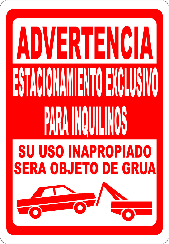 Advertencia Estacionamiento Exclusivo Para Inquilinos Sign Signs By