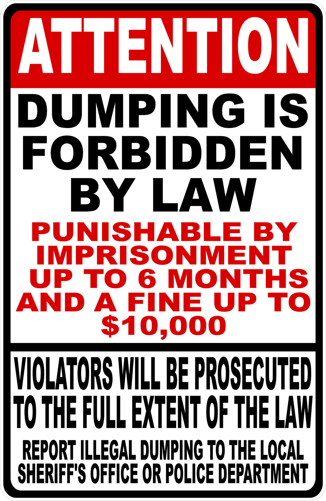 Attention Dumping Is Forbidden By Law Sign Signs By Salagraphics