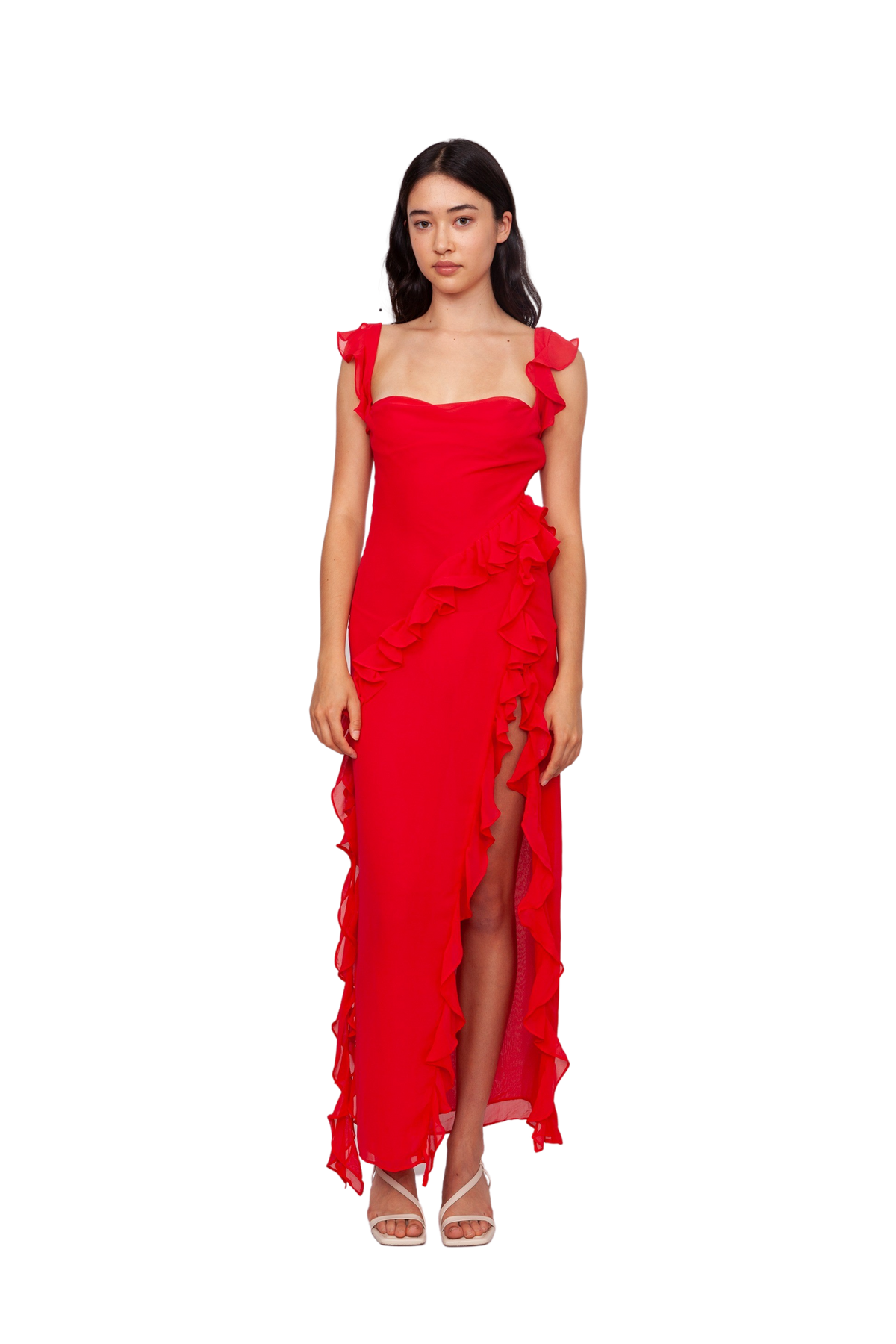 House Of Cb Ariela Ruffle Maxi Dress Red All The Dresses