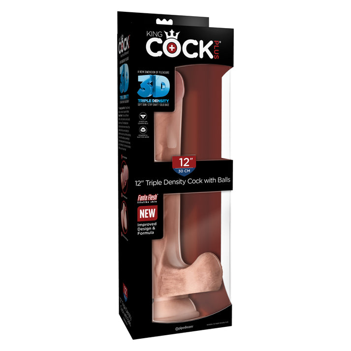 King Cock Triple Density 12 Inches Dildo With Balls Beige Shop