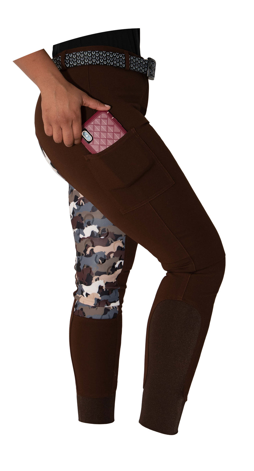 Curvy Mare High Waist Riding Breech Mocha Camo Buckwild Breeches