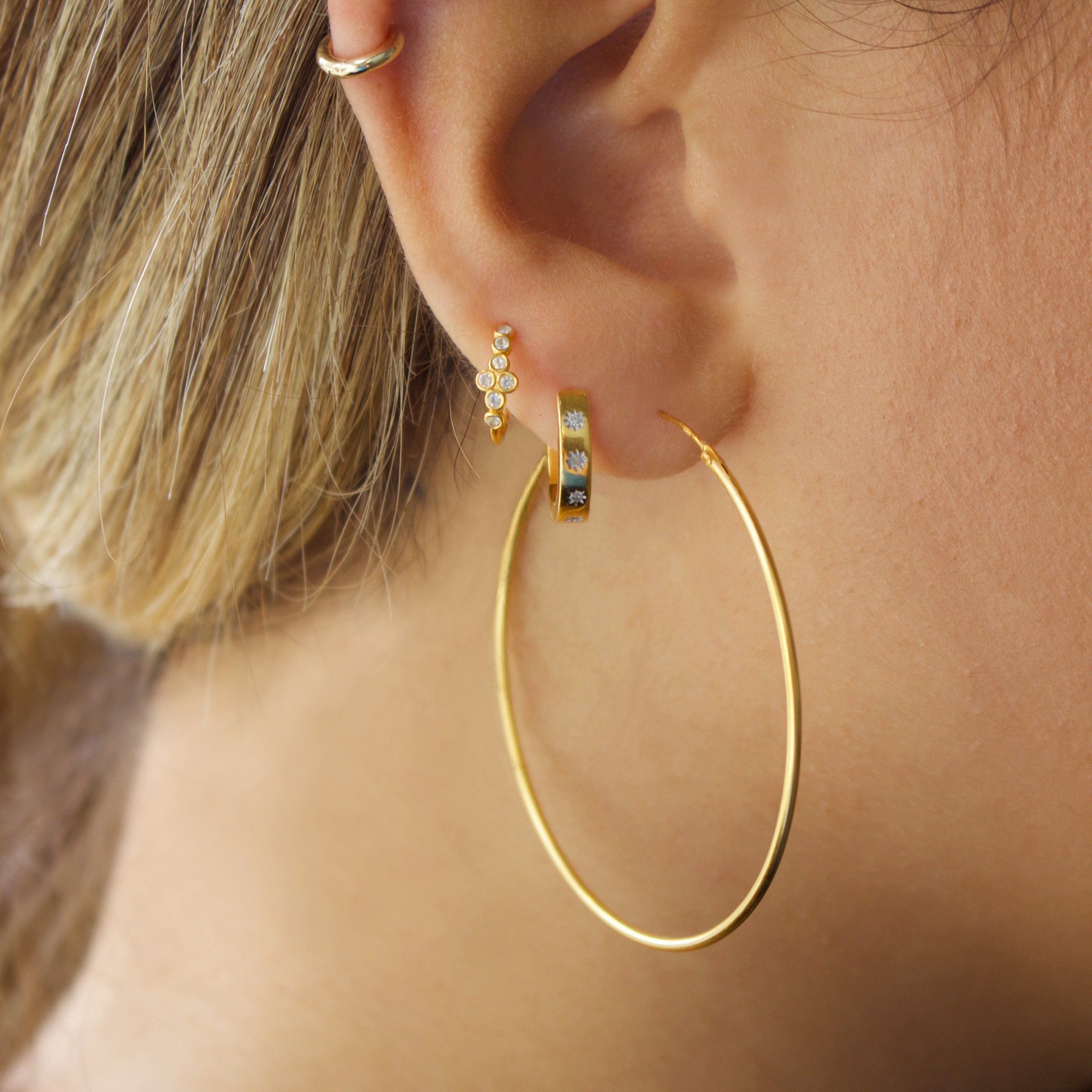 14k Gold Vermeil Large Hoop Earrings Carrie Elizabeth