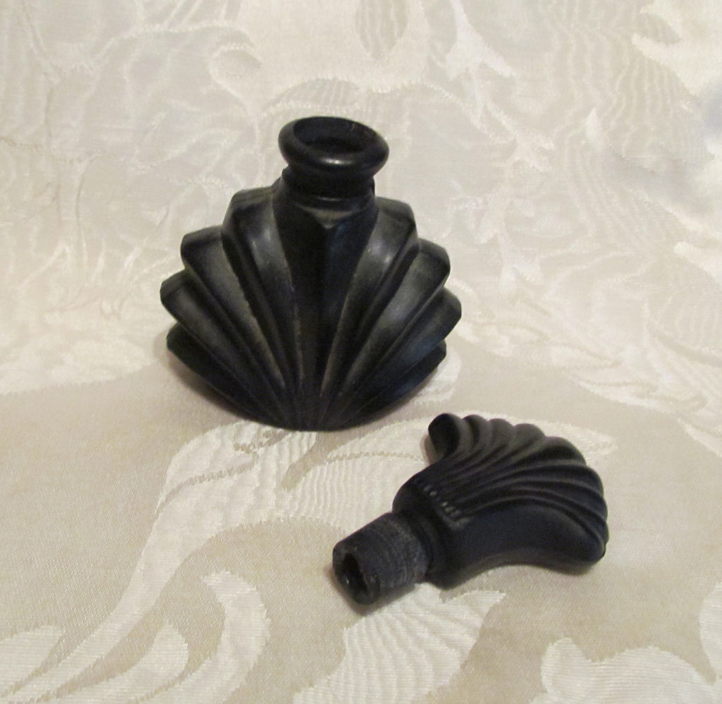 Art Deco Perfume Bottle Black Satin Glass Vanity Accessory Power Of