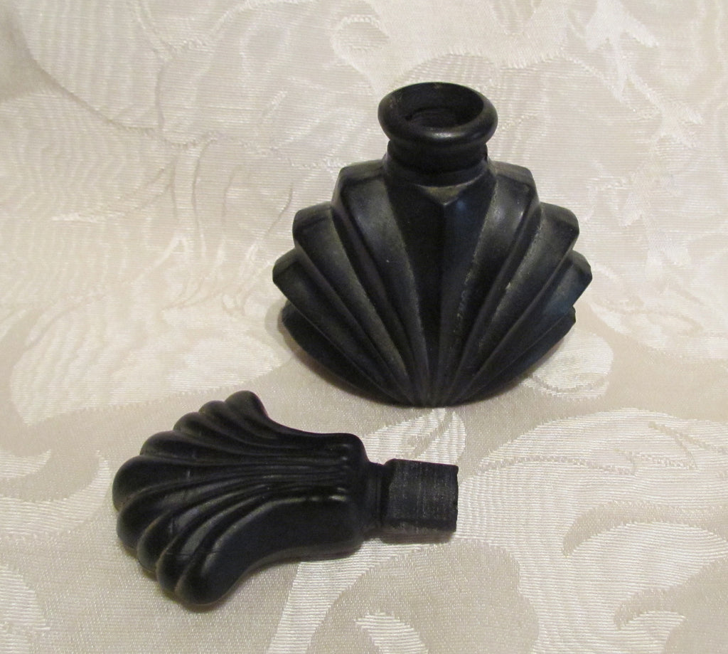 Art Deco Perfume Bottle Black Satin Glass Vanity Accessory Power Of