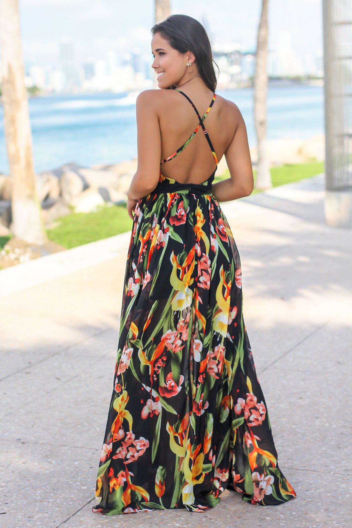 Black And Orange Floral Maxi Dress Maxi Dresses Saved By The Dress