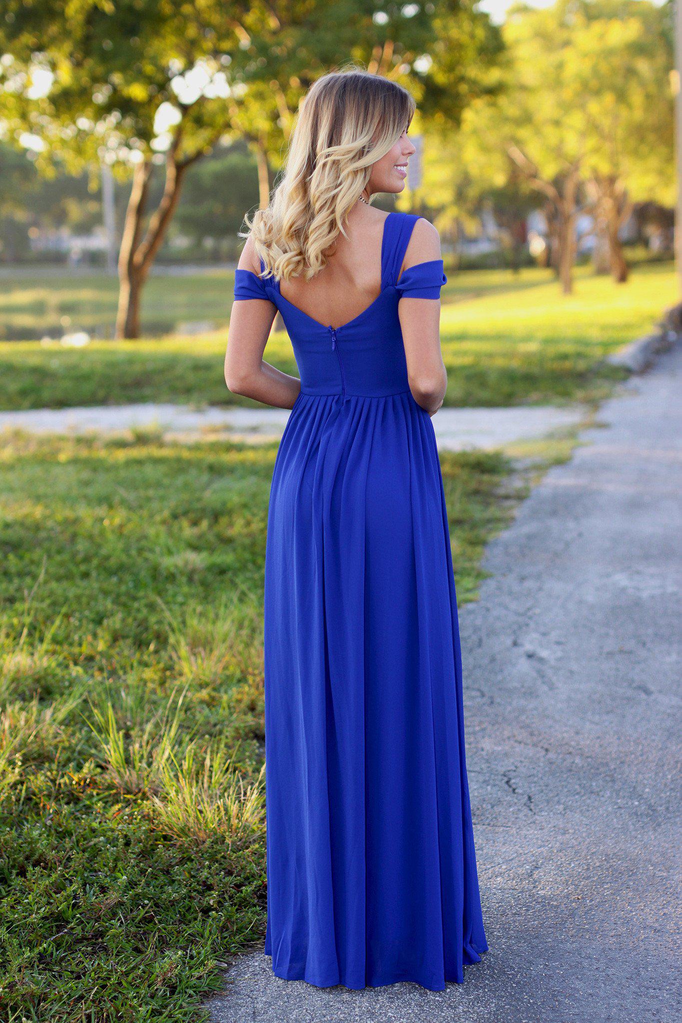 Royal Blue Off Shoulder Maxi Dress Royal Blue Maxi Dress Long Dress