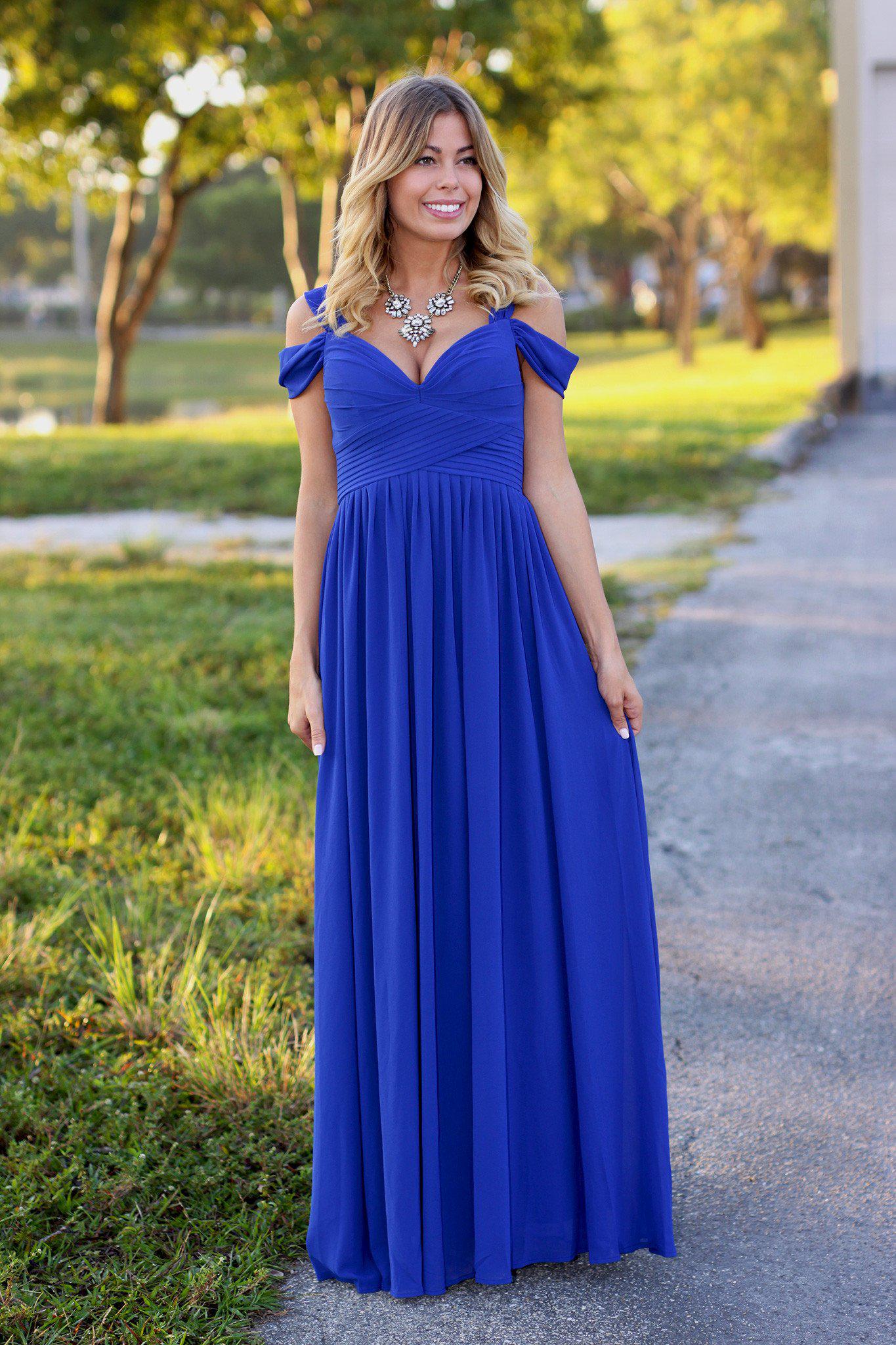 Royal Blue Off Shoulder Maxi Dress Royal Blue Maxi Dress Long Dress