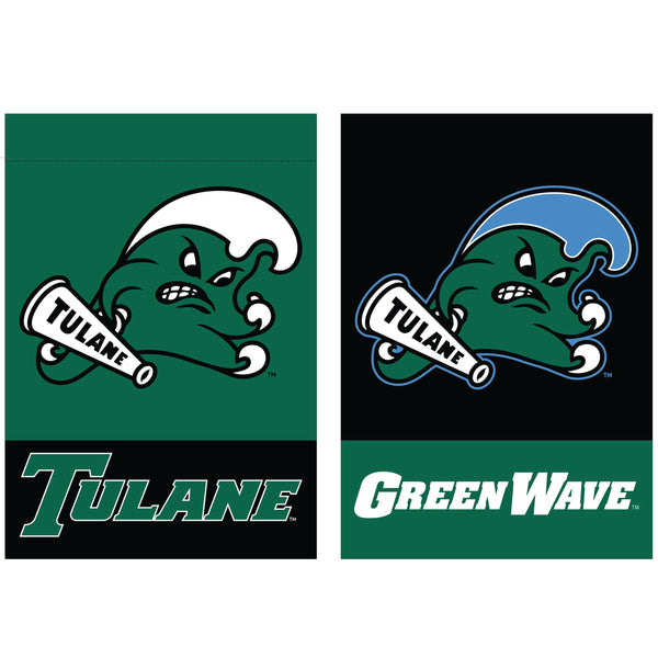 Tulane Angry Wave 2 Sided Vertical Flag Campus Connection